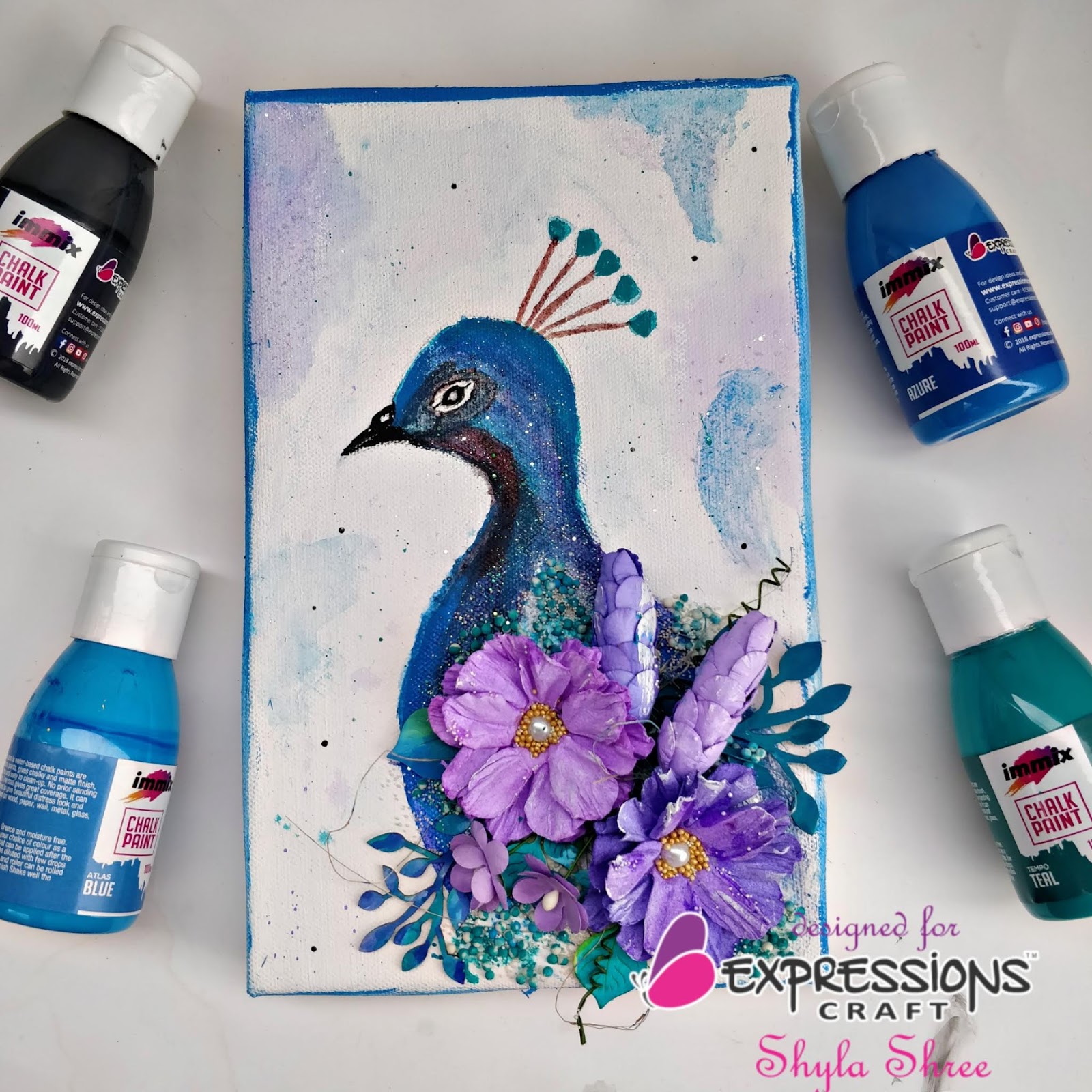 Expressions Craft: Peacock painting tutorial with chalk paints