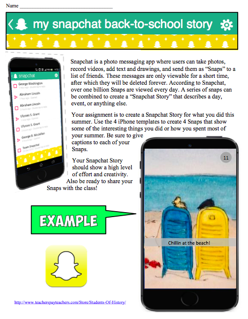 Students of History: New Back to School Snapchat Summer Story Project!