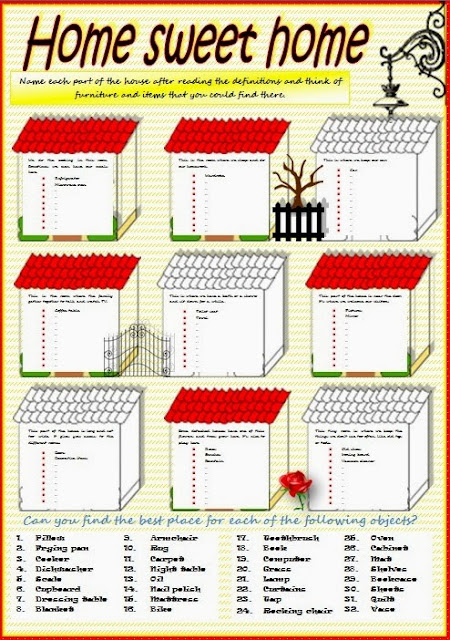 English stuff ESL: HOME SWEET HOME (elementary)