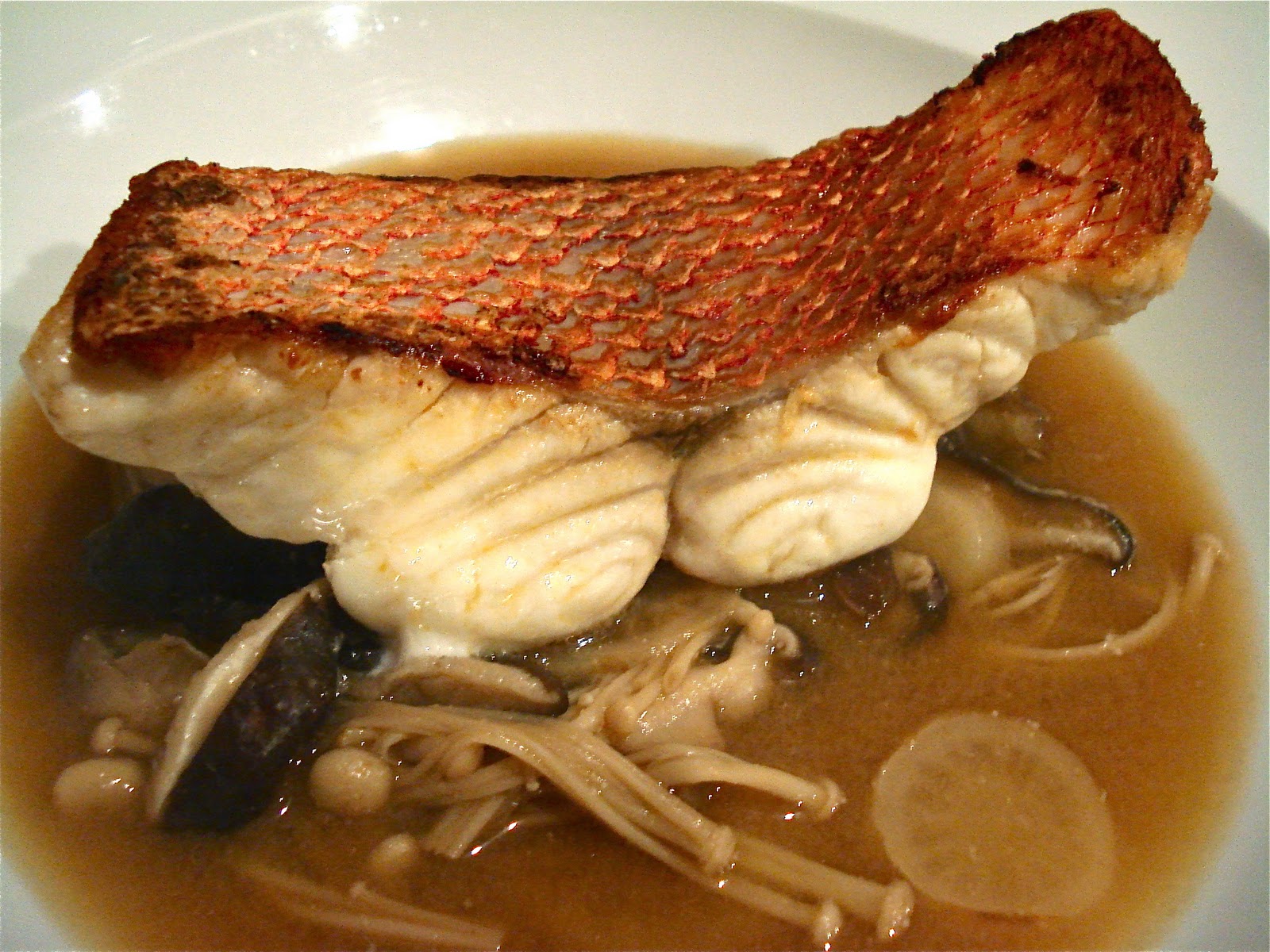 Behind The Burners: RED EMPEROR WITH SHIITAKE, ENOKI & BABY TURNIPS