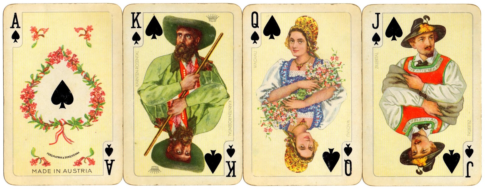 Kártyavárak mélyén a Királyok..: "Austrian Folklore" - Piatnik - c.1955 ...