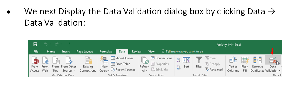 Mouse Training London Ltd Microsoft Excel Adding Data Validation Criteria Mouse Training London Ltd Microsoft Excel Adding Data Validation Criteria