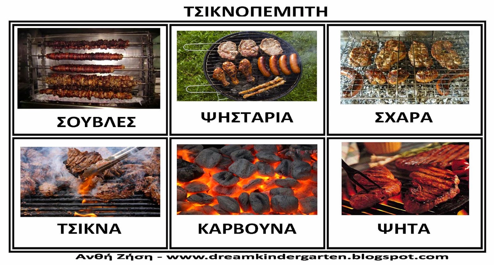 Το νέο νηπιαγωγείο που ονειρεύομαι : Πίνακες αναφοράς για την Τσικνοπέμπτη