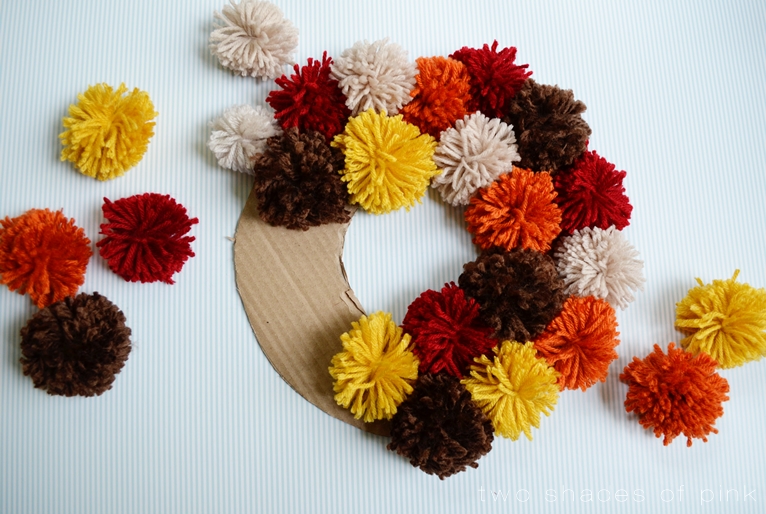 Two Shades of Pink: Fall Pom Pom Wreath