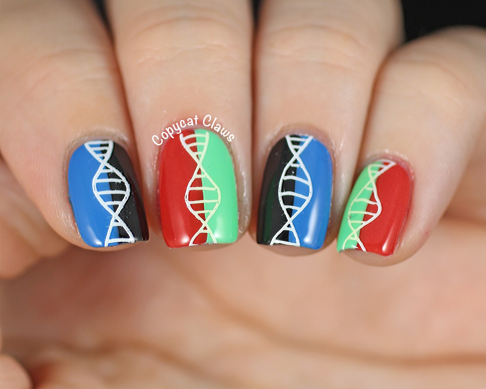 Copycat Claws: DNA Day Nail Stamping