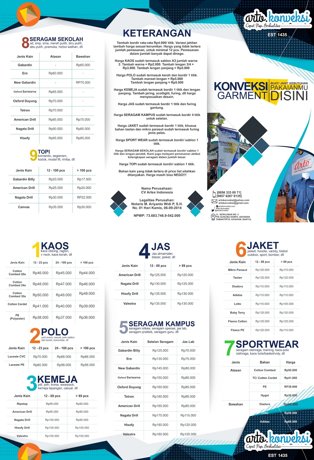 Download Template Vector Kemeja, PDL, Korsa di Arto Konveksi ~ Arto ...