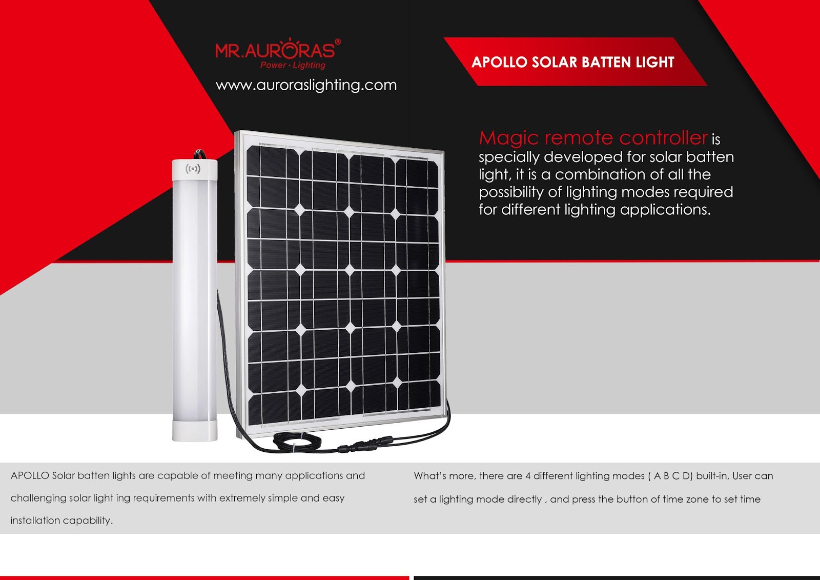 Auroras 's Solar led lights: Batten light | Apollo Solar Batten Light ...