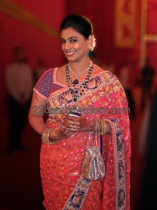 Pinky Reddy in Designer Sari with Work Blouse - Saree Blouse Patterns