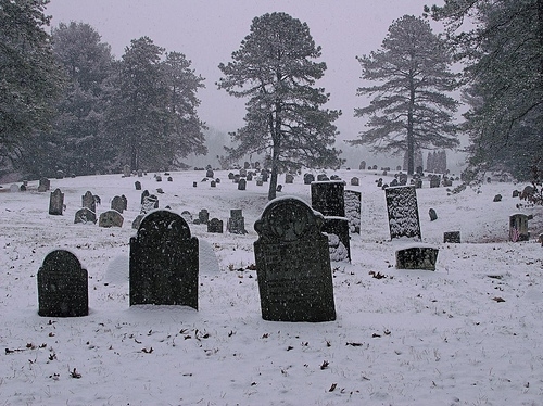 Something wicKED this way comes....: Cemetery Snow