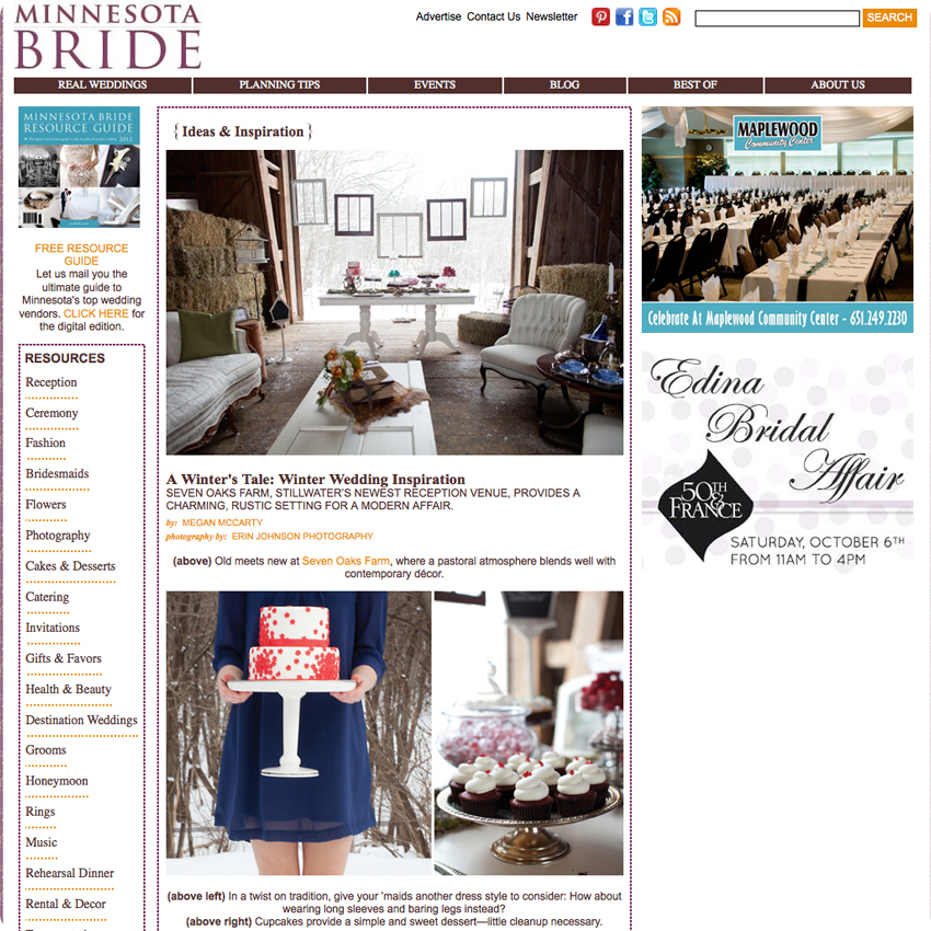 Published on Minnesota Bride {Vintage Winter Wedding}