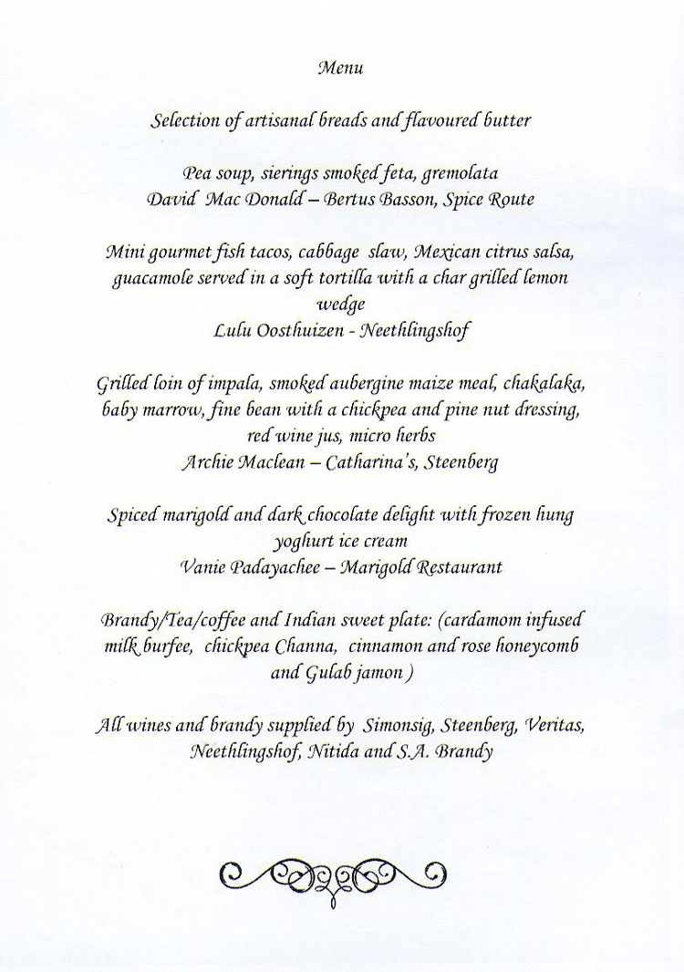 .: Dave Hughes Benefit dinner and auction at Neethlingshof, Stellenbosch