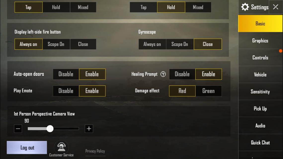 PUBG MOBILE Basic Settings