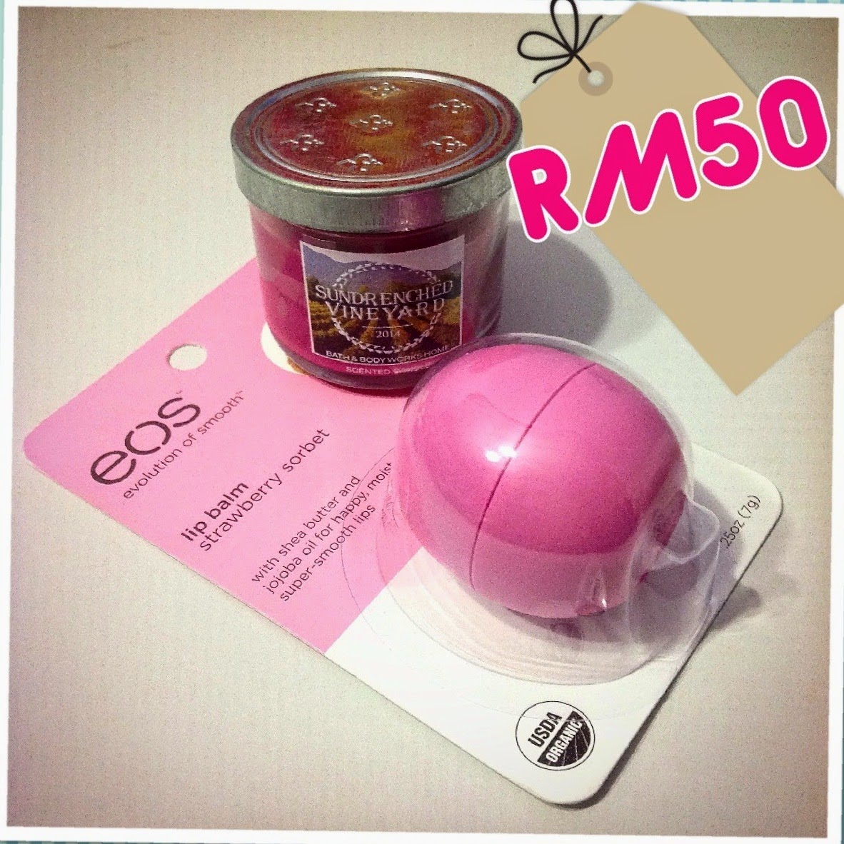 ~StrawBerry TaGs~: EOS Lip Balm & BBW Mini Candle combo..