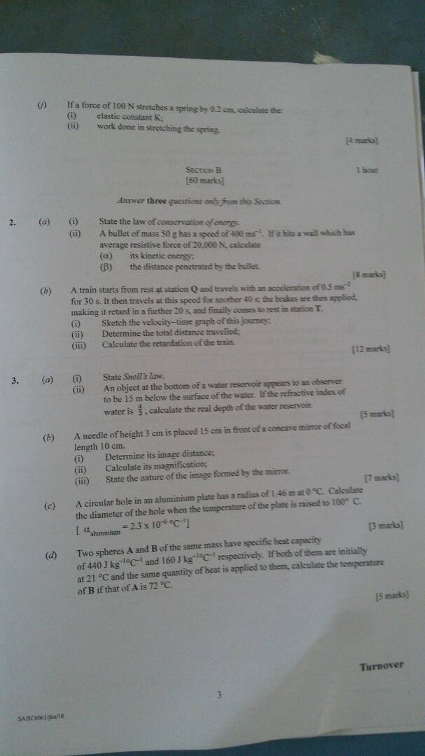 Wassce (Waec) 2018 Physics Questions And Answers | EXAM RUNZ NIGERIA