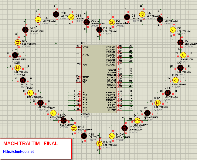 Hướng dẫn làm mạch đèn trái tim 32 led - Valentine
