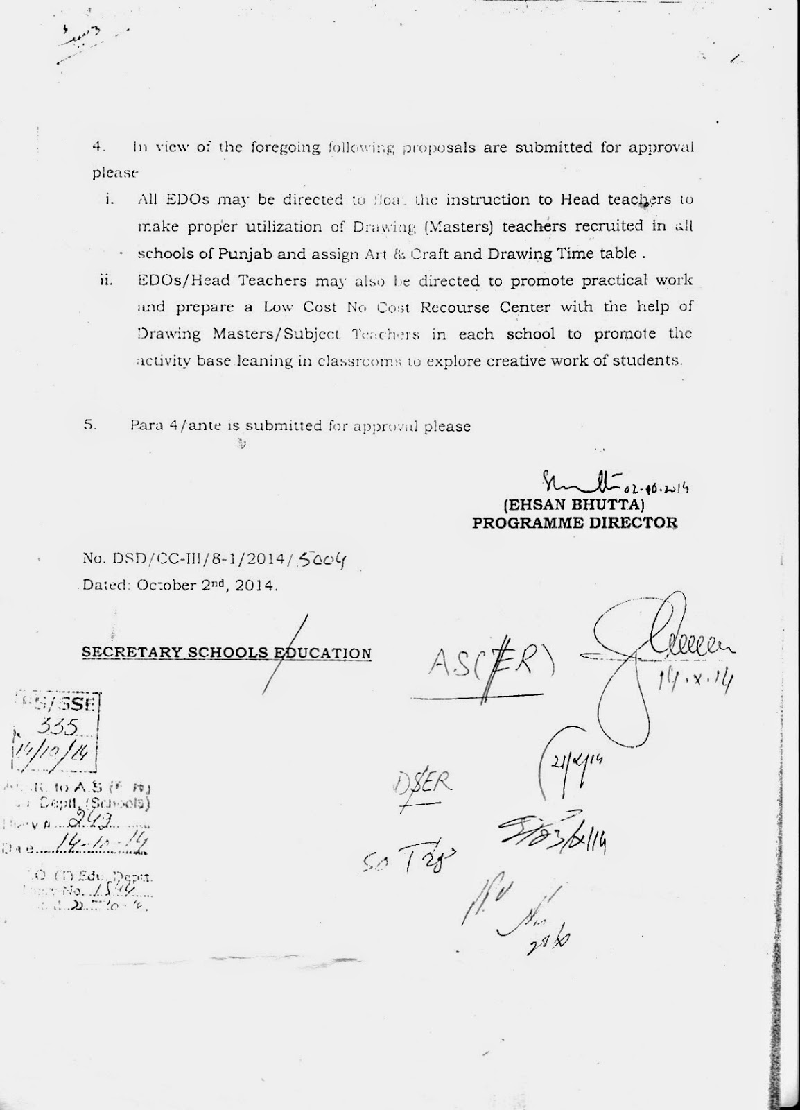 MISC Letters and Forms 29-11-2014 - Education Desk Sahiwal