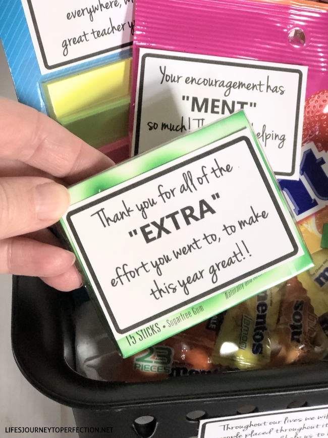 Life's Journey To Perfection: Teacher Appreciation Gift Tags and Basket ...