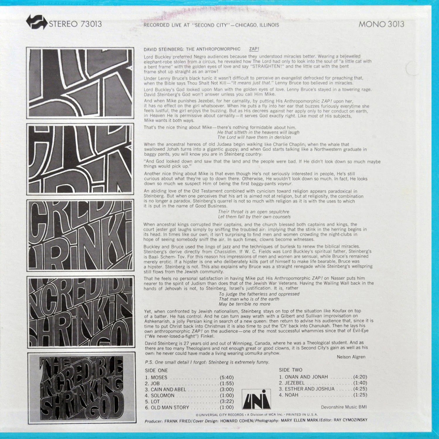 Vintage Stand-up Comedy: David Steinberg - The Incredible Shrinking God ...