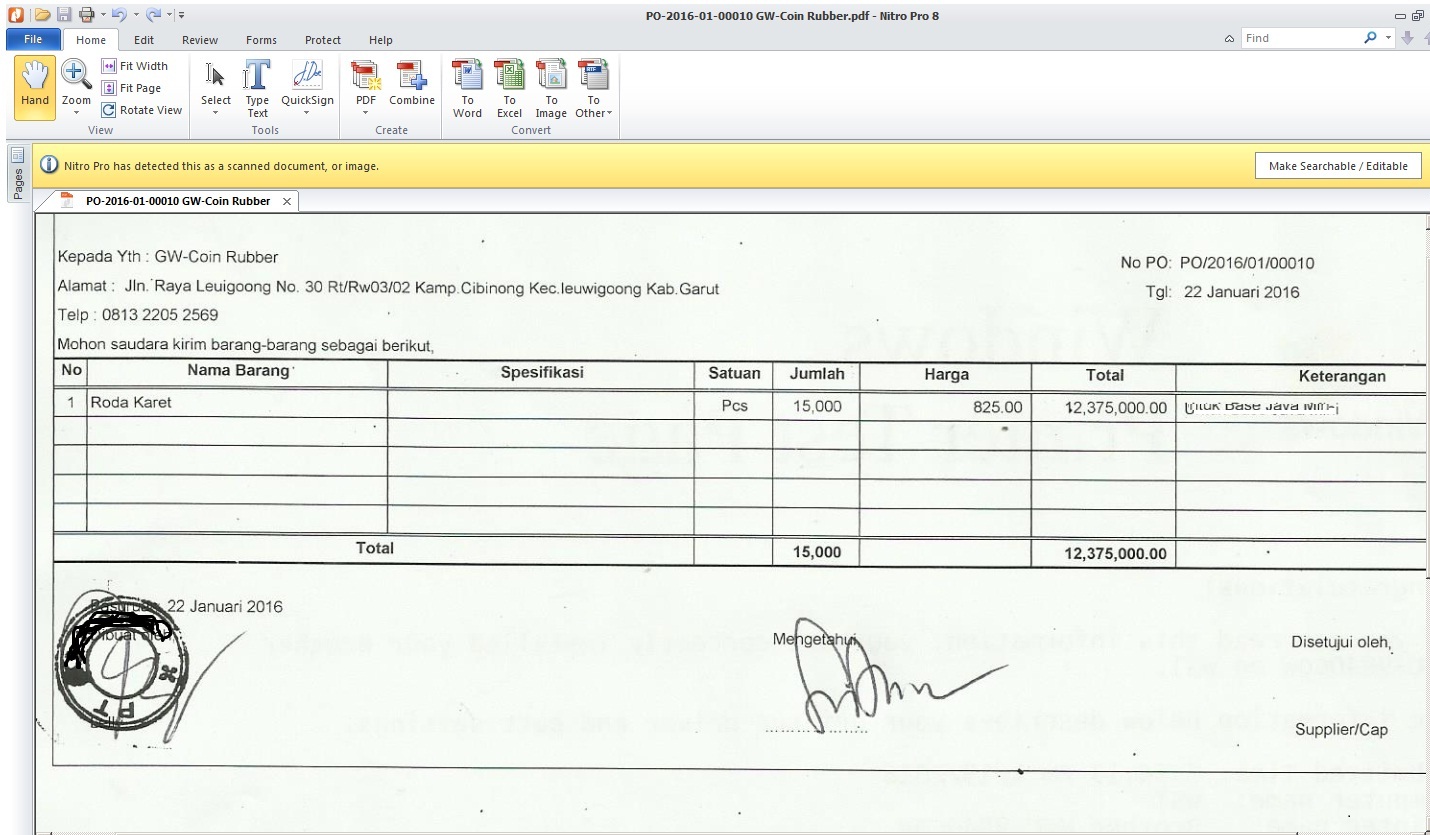 Nota Pengiriman pesanan