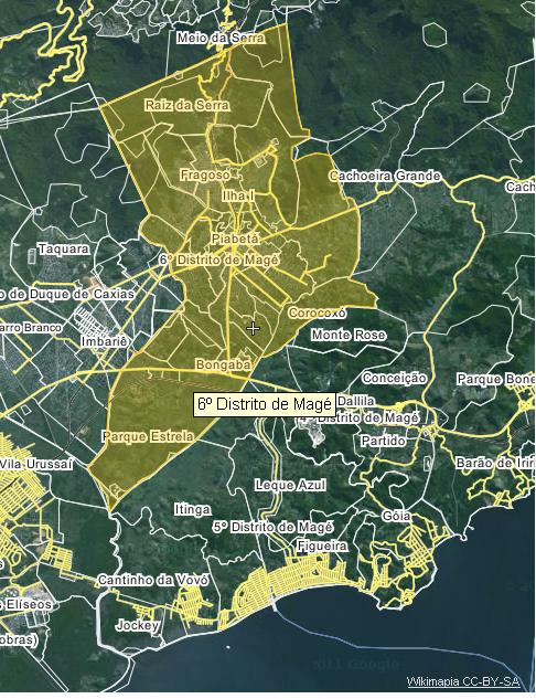 Piabetá: Mapa dos Bairros do Sexto Distrito de Magé, Vila Inhomirim