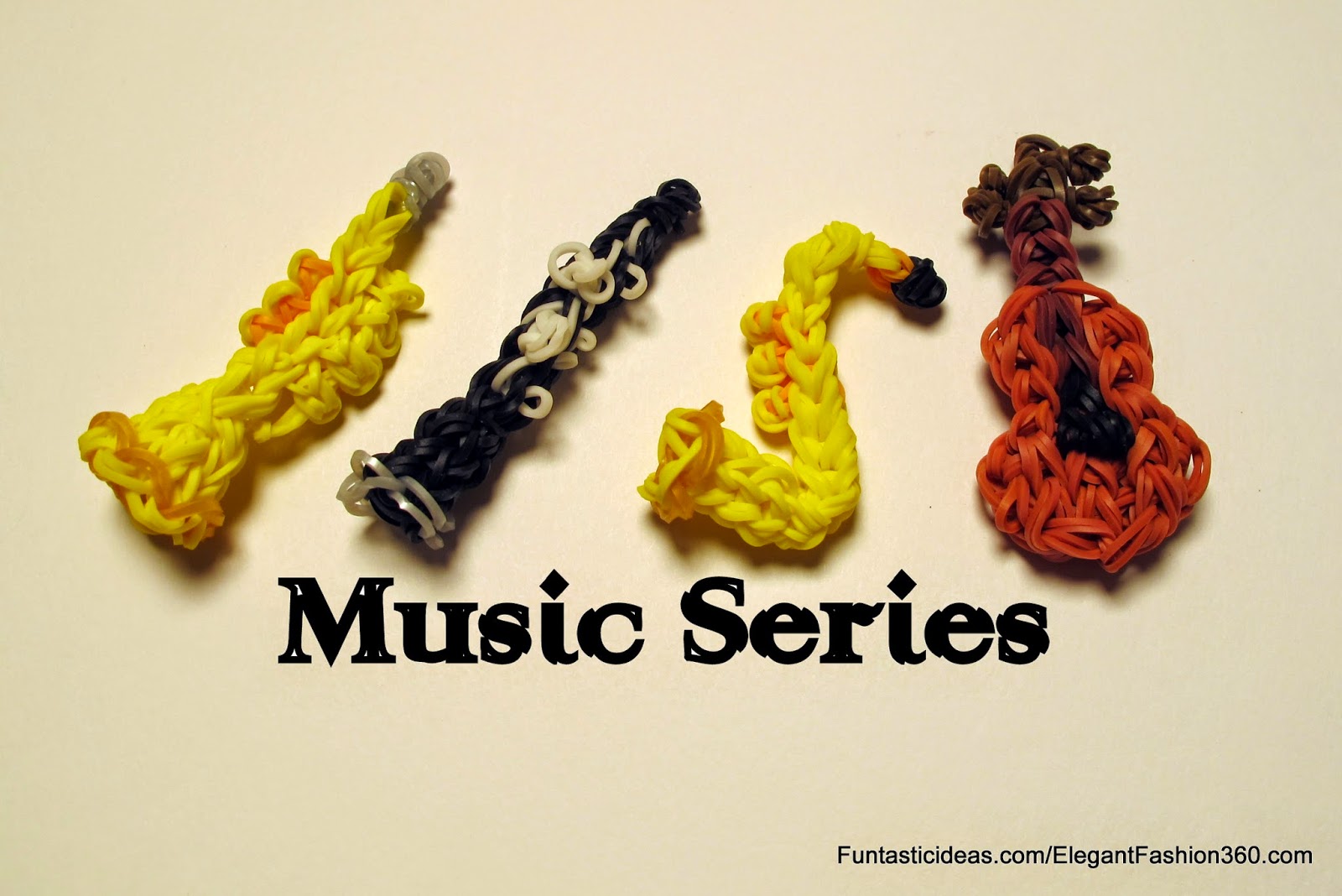 Jelia's Music Playground: Treble Clef, Music Notes & Piano RAINBOW LOOM DIY