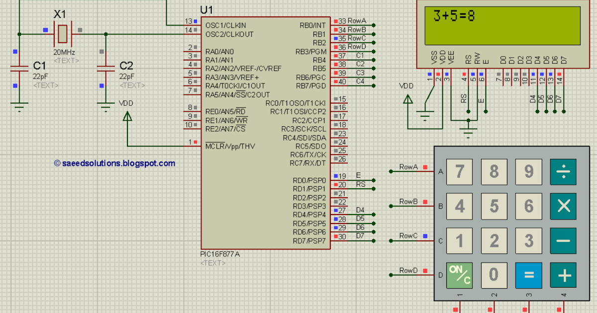 Saeed's Blog: PIC16F877A based simple calculator (Code+Proteus simulation)