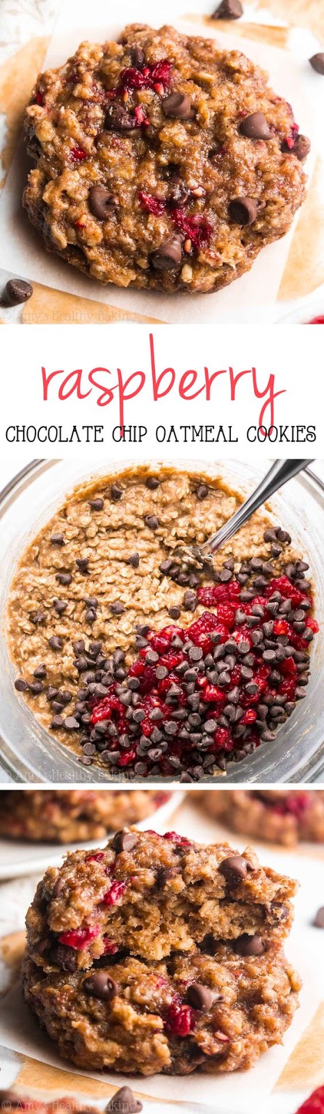 Raspberry Chocolate Chip Oatmeal Cookies | cocinando-conalena