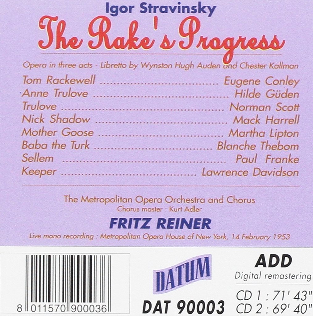 Gapplegate Classical-Modern Music Review: Igor Stravinsky, The Rake's ...