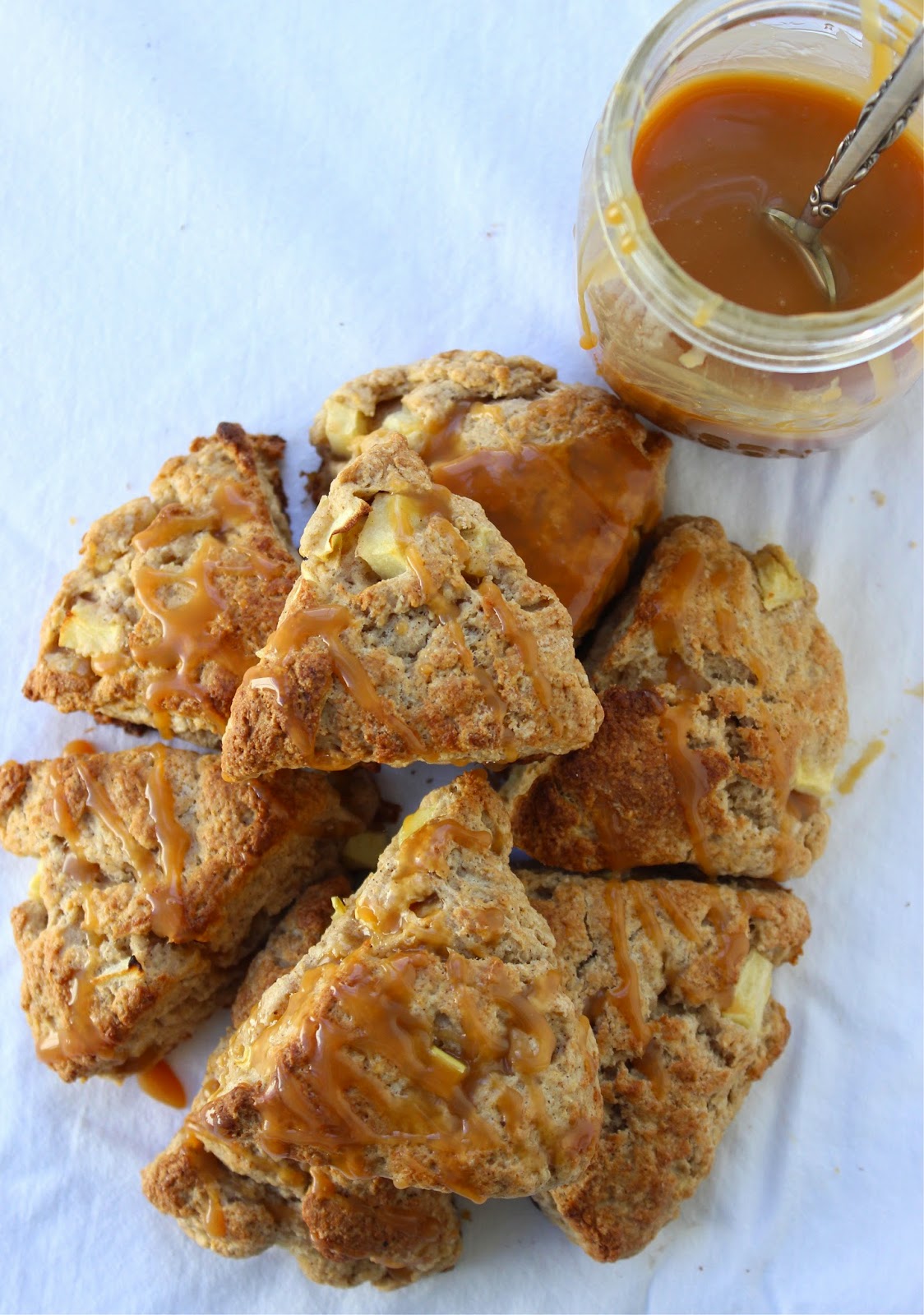 Stew or a Story: Whole Grain Apple Scones with Caramel Sauce