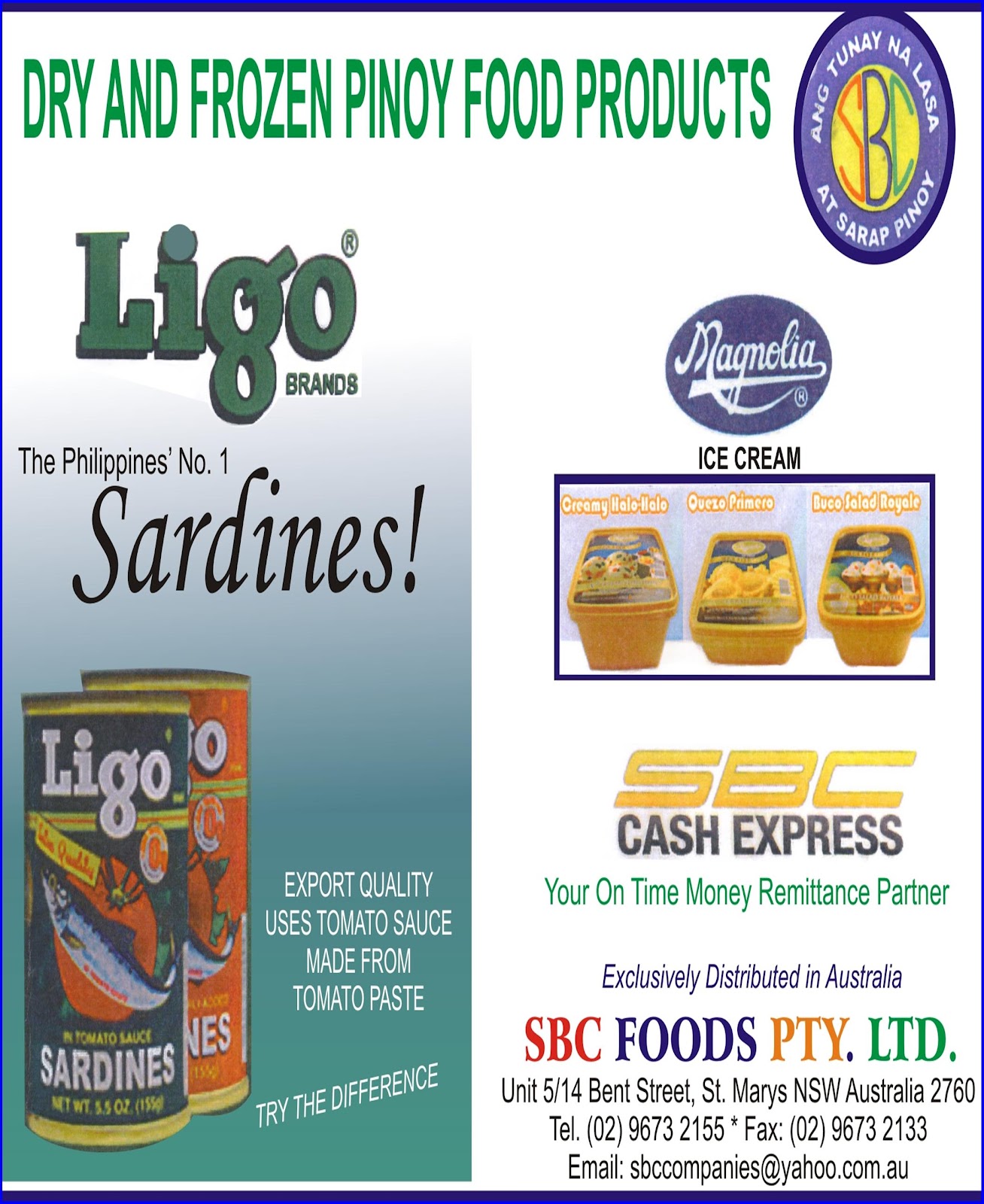 Penrith Filipino Gazette Online: Ads - SBC Foods Pty. Ltd