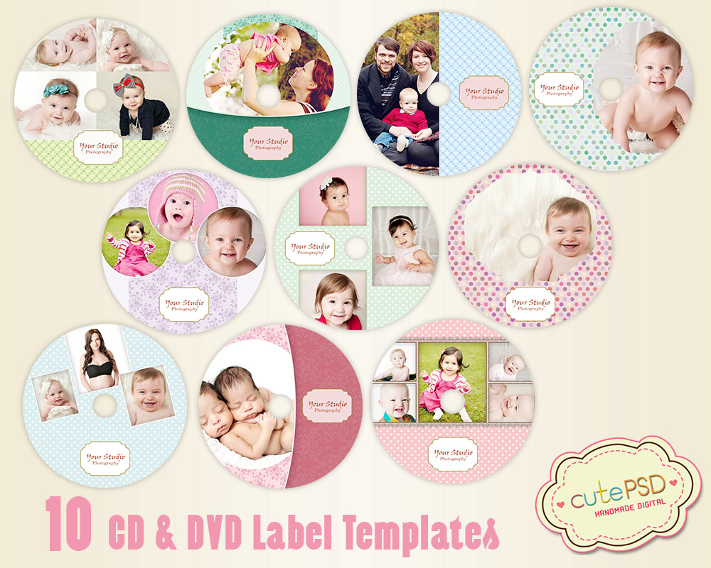 CD/DVD Label Templates, Happy Theme Set of 10 -Photoshop Templates ...