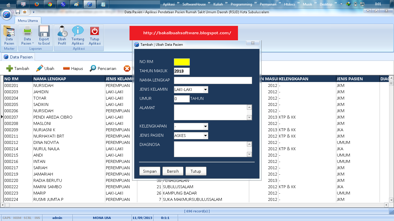 Bakalbuahsoftware Aplikasi Pengolahan Data Pasien Menggunakan Delphi7