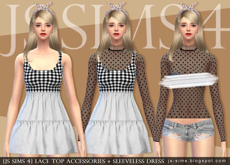 [JS SIMS 4] Lace Top Accessories Sleeveless Dress