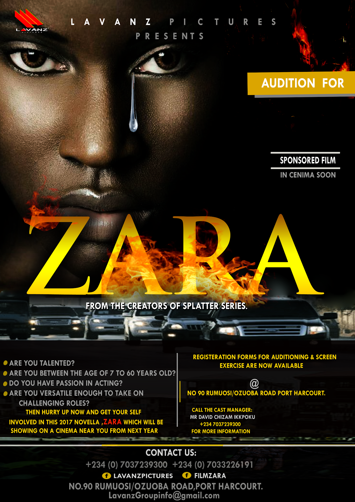 LAVANZ PICTURES: AUDITION-cast for the movie ZARA
