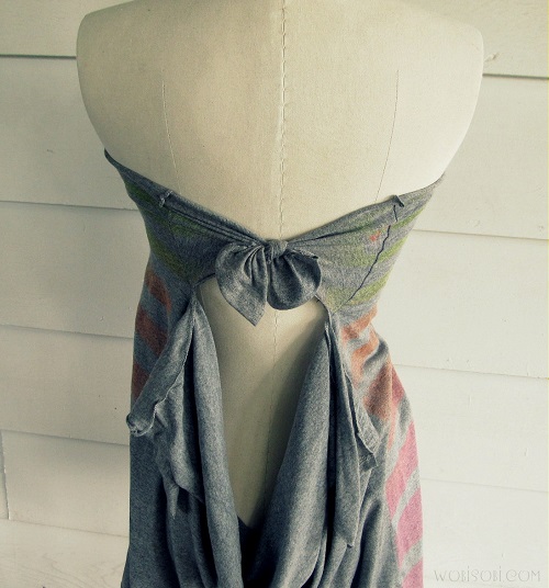 iLoveToCreate Blog: Striped, Strapless No-Sew T-Shirt, DIY.