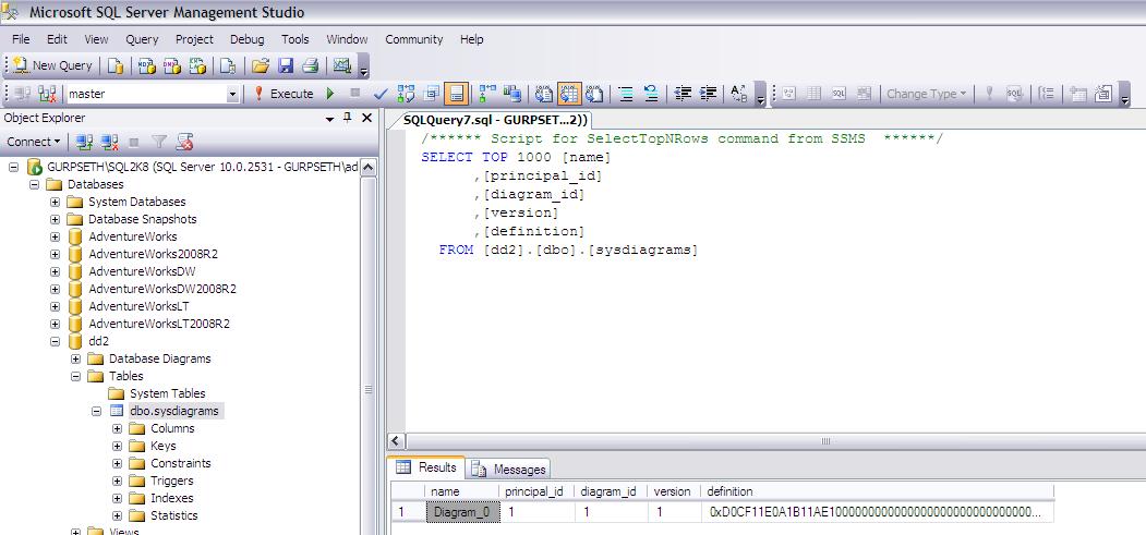 MS SQL SERVER: How to take backup of Database Diagrams
