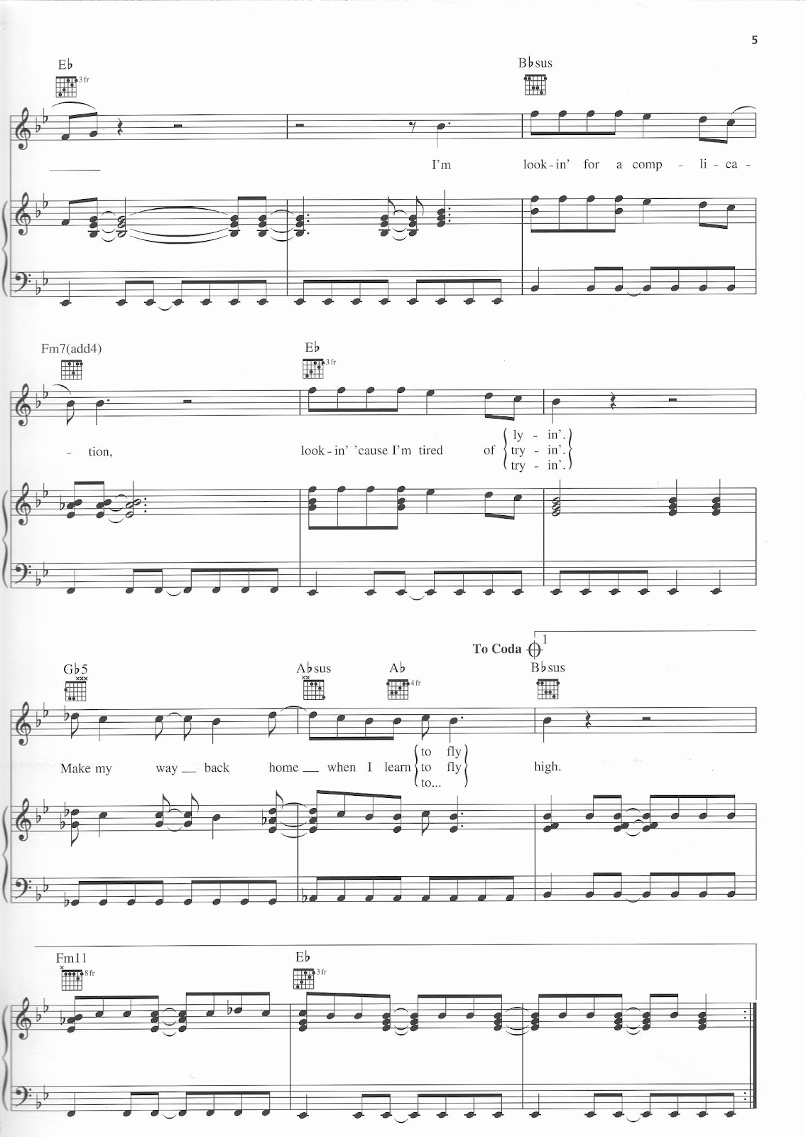Learn to fly - Foo Fighters - Partitura para piano - Partituras de ...