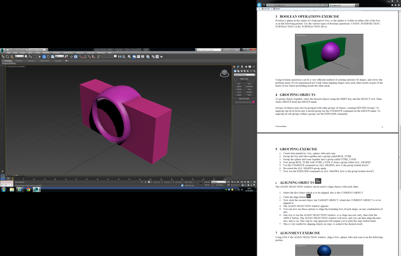 3D Modeling and Animation: Using boolean to cut out shapes