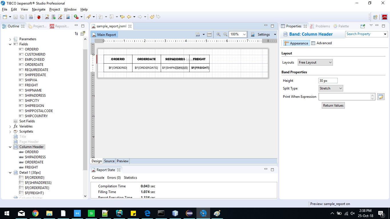 Create A First Jasper Report Using Built In Jdbc Connection In