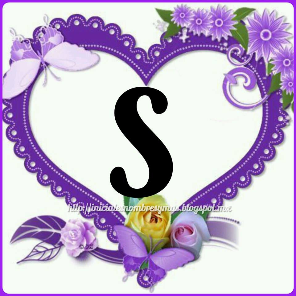 Iniciales Nombres y Más: Iniciales en bello corazón púrpura de la S a la Z
