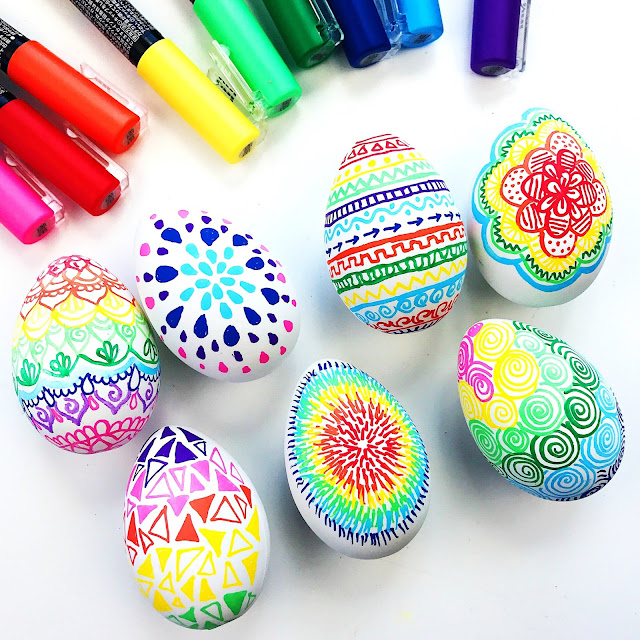 Colorful DIY Easter Doodle Eggs