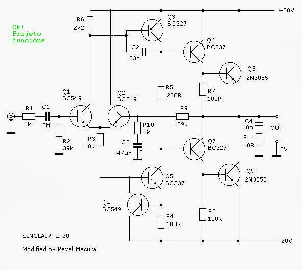 Márcio Ortolan - Eletrônica profissional e hobby: Amplificador Sinclair Z30