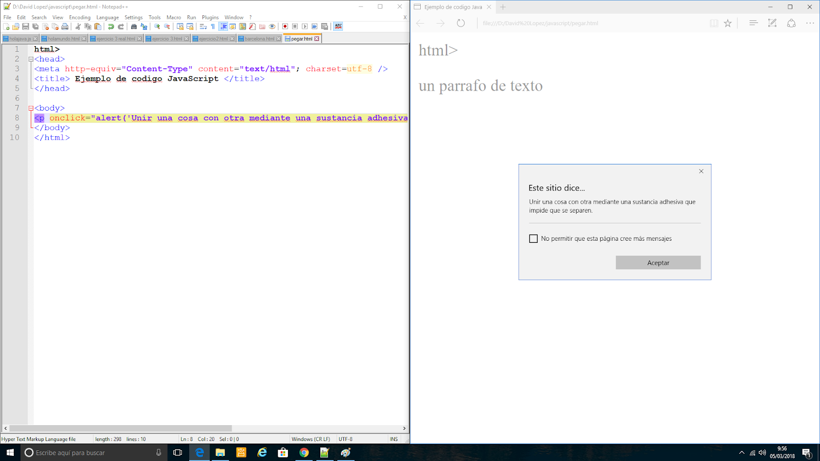 Distintos tipos de alerta en JavaScrip