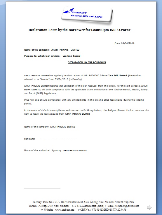 Declaration Letter For Loan In Word Format declaration-letter-for-loan-in-word-format