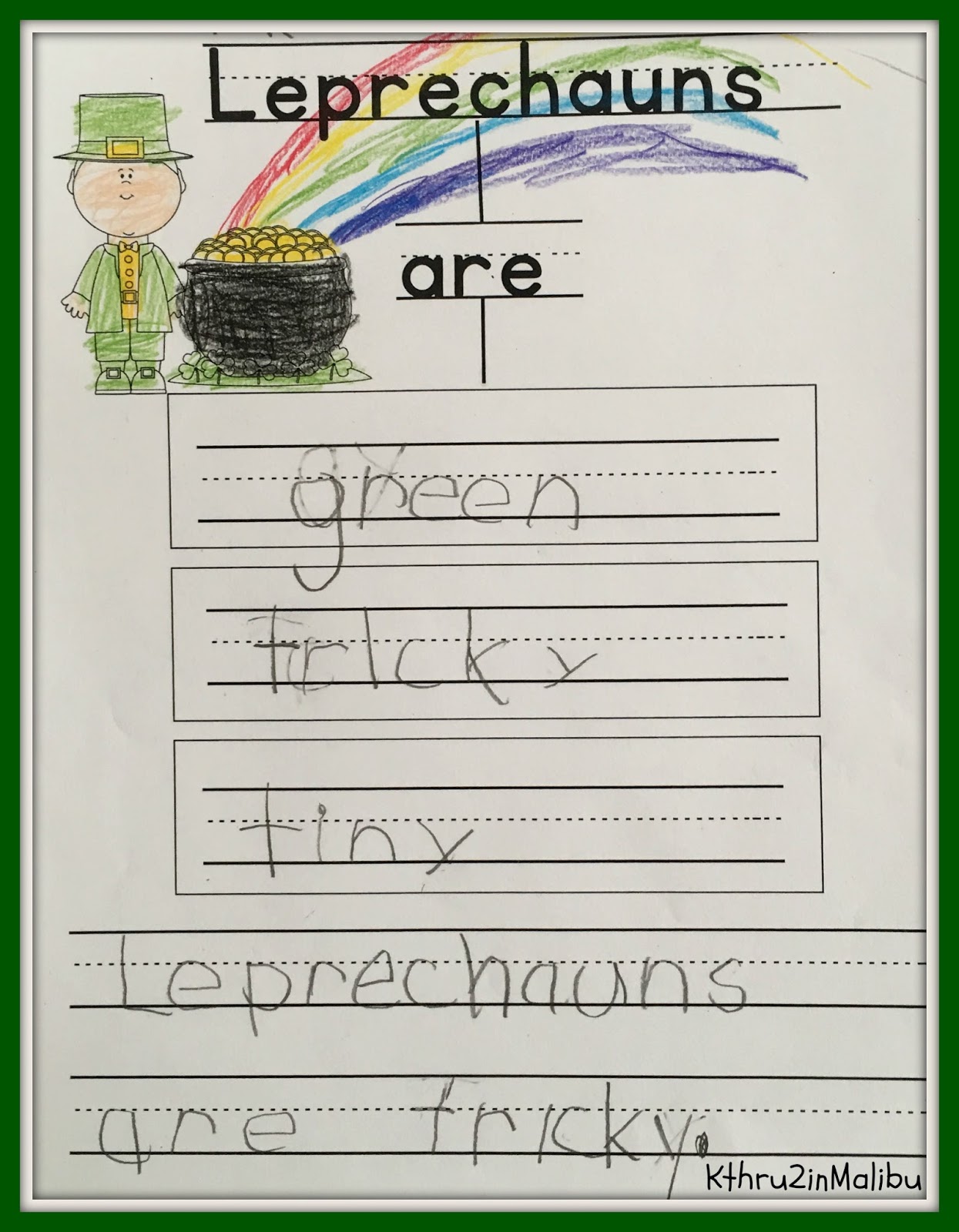 Malibu Mutts-Kthru2inMalibu: Lucky Leprechaun Writing Freebie!