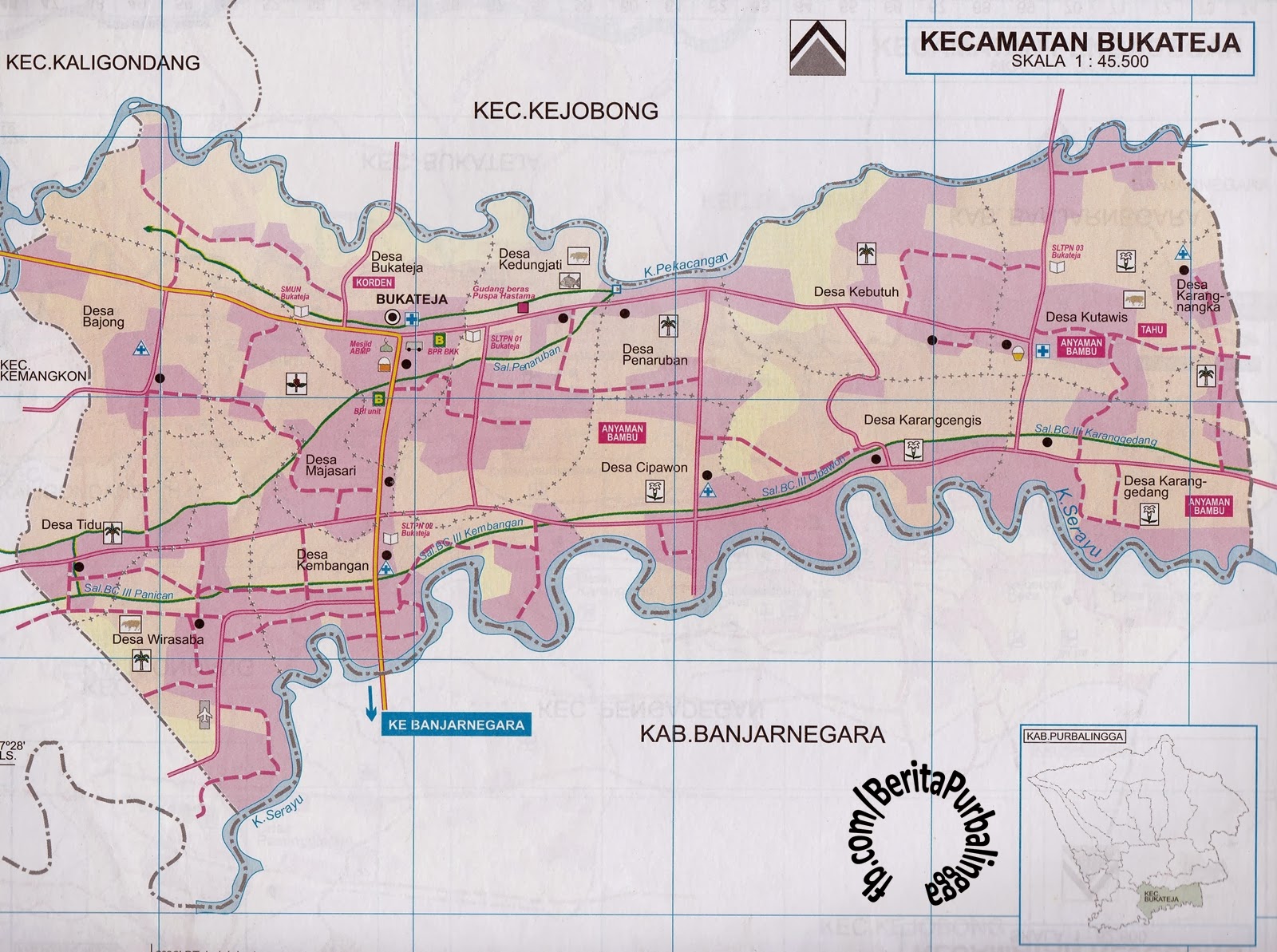 Peta Kecamatan Bukateja | Download Peta Purbalingga Lengkap | Ukuran ...