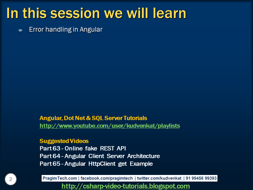 Sql Server Net And C Video Tutorial Angular Client Error Handling Slides