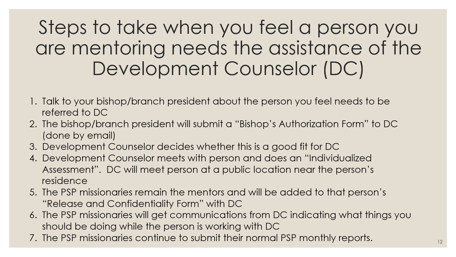 Accessing Church Resources : DEVELOPMENT COUNSELING