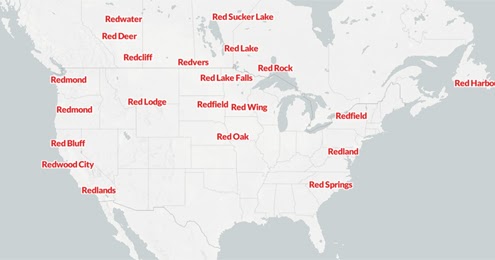 Maps Mania: Red Towns & Cities of the World